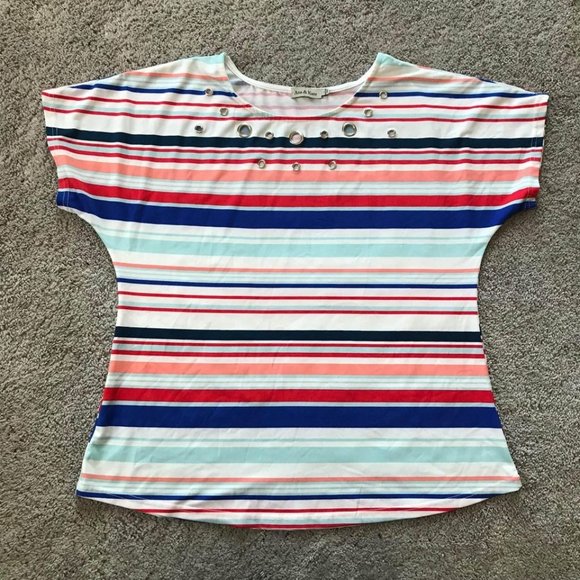 Ana & Kate | Tops | Ana Kate Womens Large Short Sleeve Thin Striped Top ...